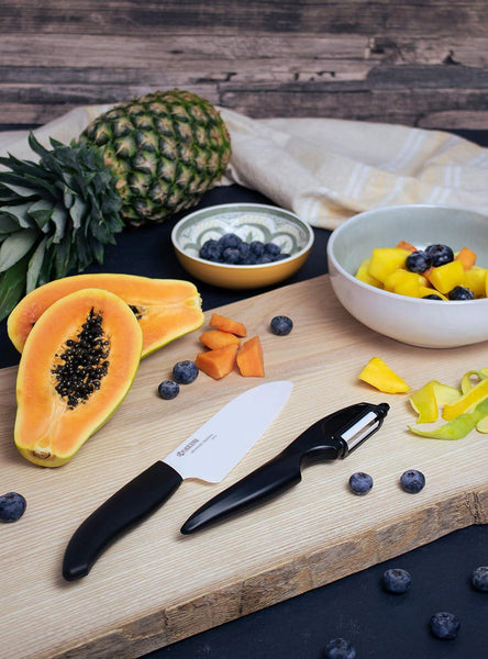 Kyocera Vertical Double Edge Peeler - Black – The Seasoned Gourmet