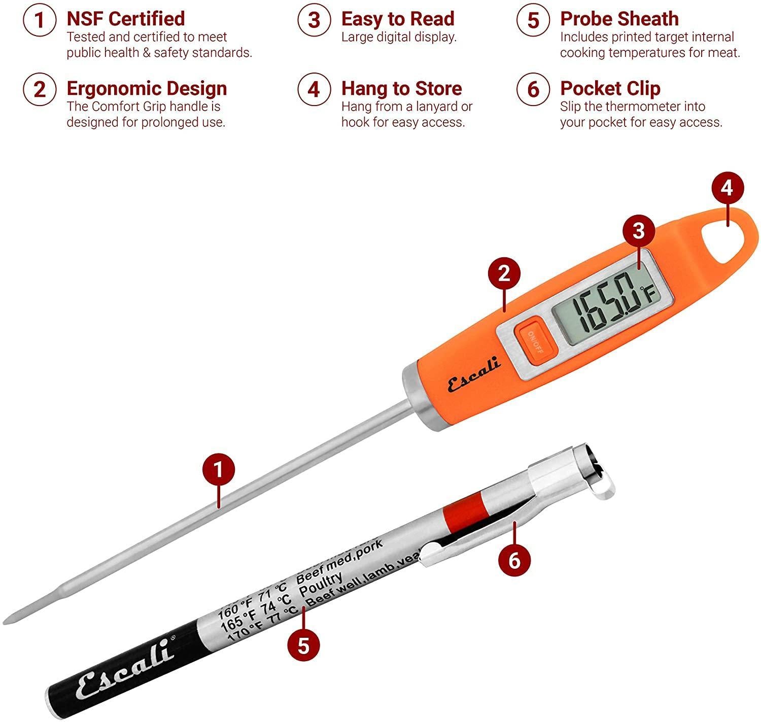 Escali Gourmet Digital Thermometer - Orange (NSF Certified) – The ...